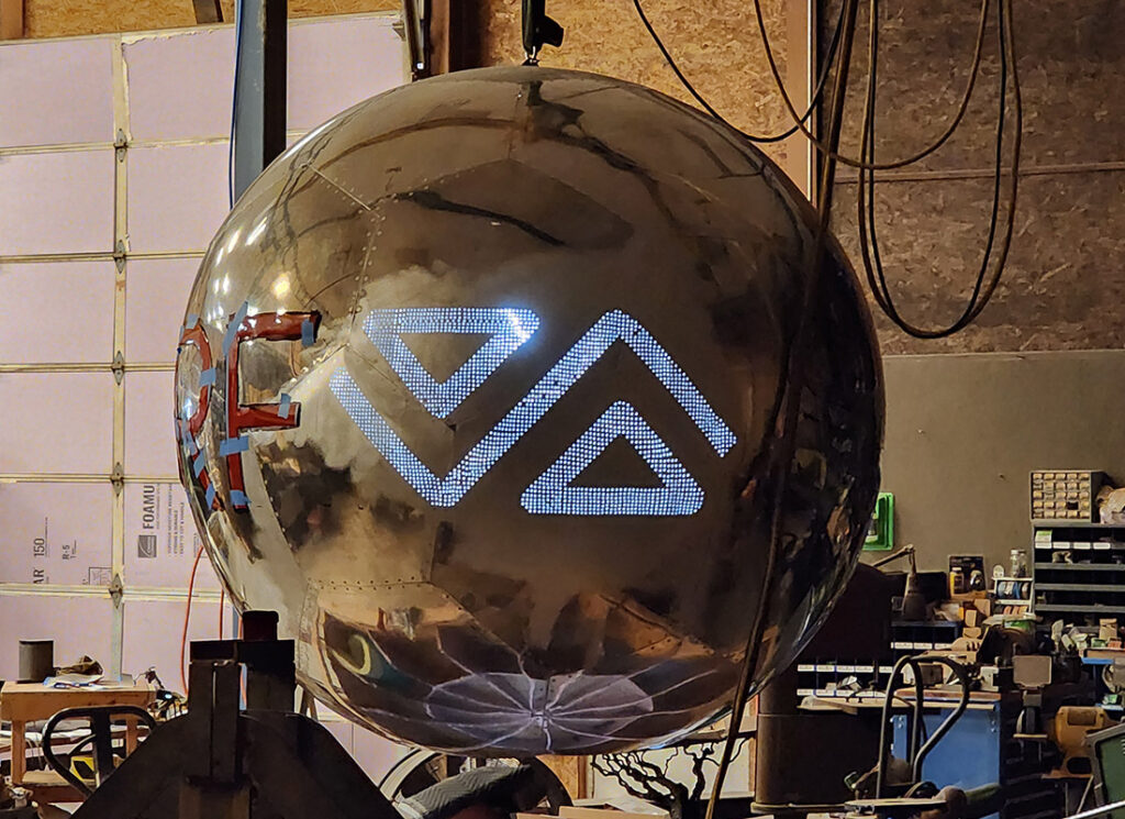 Fireside Surf Ball Sculpture | Metal Fabrication Art by Steve Rands